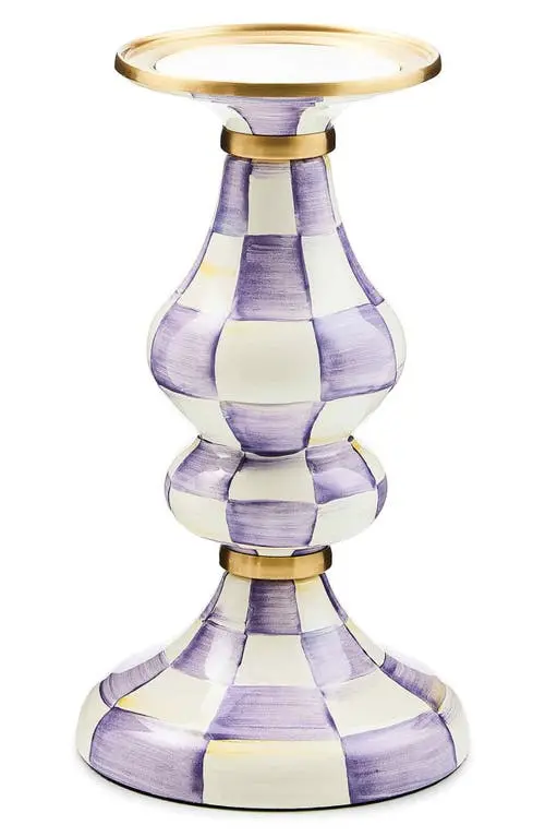 MACKENZIE-CHILDS Check Pillar Candleholder - Violet