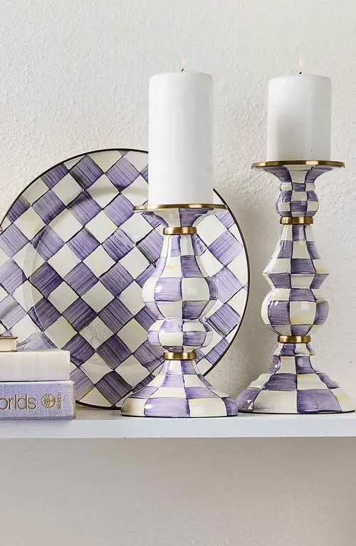 MACKENZIE-CHILDS Check Pillar Candleholder