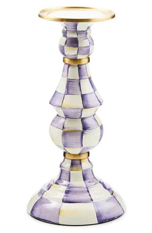 MACKENZIE-CHILDS Check Pillar Candleholder - Violet