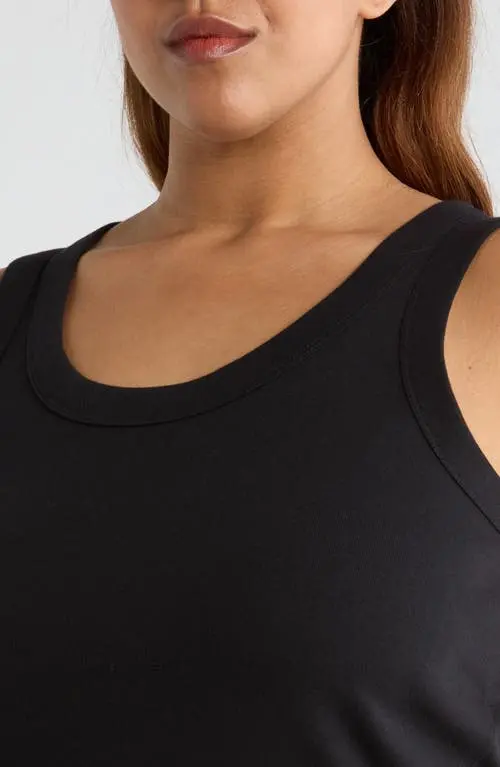 Caslon Scoop Neck Ribbed Cotton Tank - Black