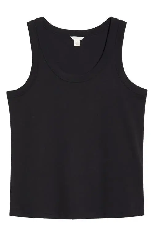 Caslon Scoop Neck Ribbed Cotton Tank - Black