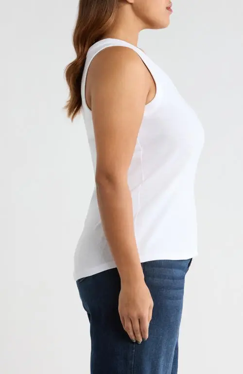 Caslon Scoop Neck Ribbed Cotton Tank - White