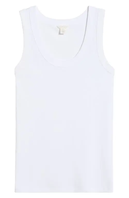 Caslon Scoop Neck Ribbed Cotton Tank - White