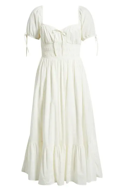 Bp. Puff Sleeve Cotton Polka Dot Midi Dress