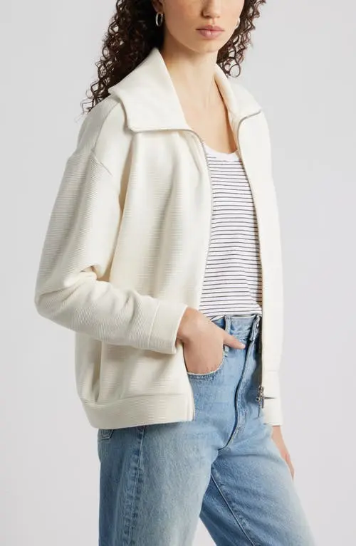 Caslon Ottoman Knit Bomber Jacket - White Hot