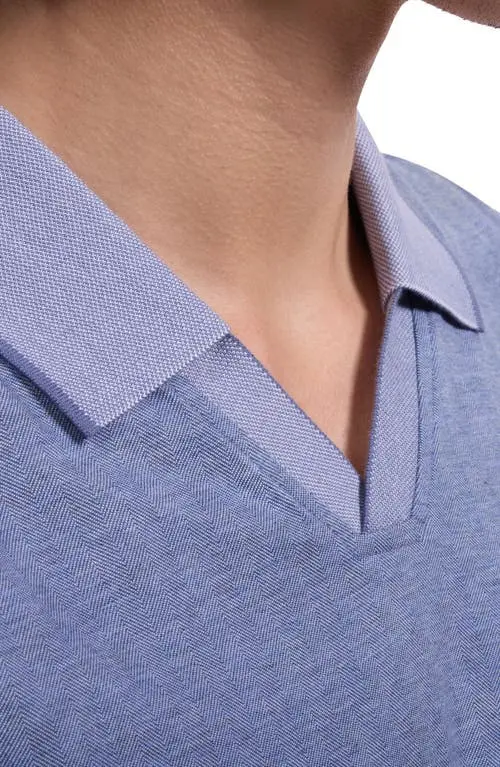 Bugatchi Tipped Johnny Collar Polo - Cobalt