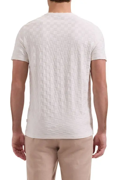 Bugatchi Crewneck Jacquard Checkerboard T-shirt - Ivory