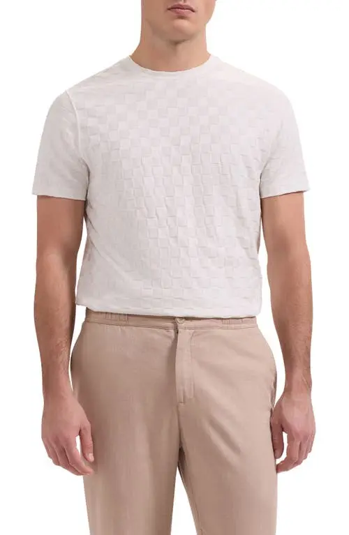Bugatchi Crewneck Jacquard Checkerboard T-shirt - Ivory