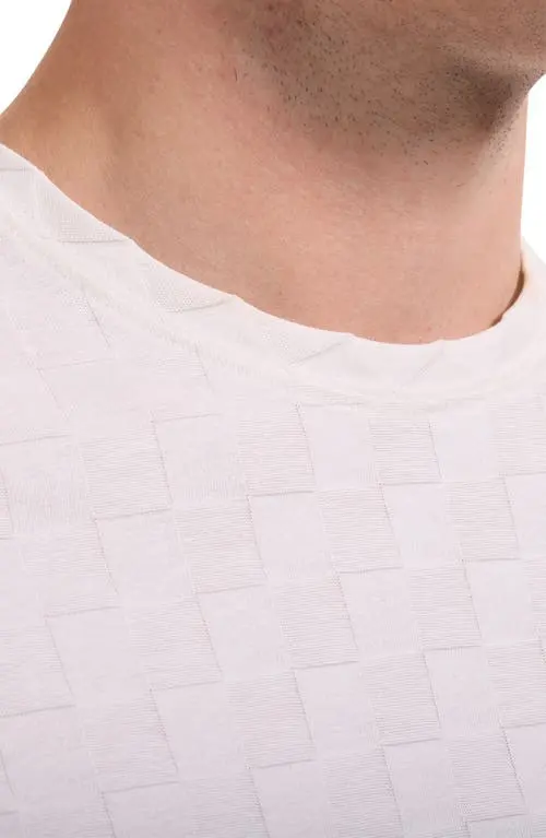 Bugatchi Crewneck Jacquard Checkerboard T-shirt - Ivory