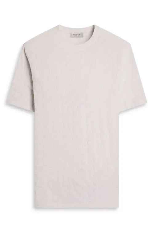 Bugatchi Crewneck Jacquard Checkerboard T-shirt - Ivory