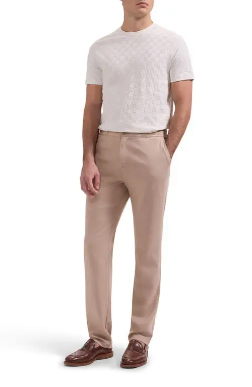 Bugatchi Crewneck Jacquard Checkerboard T-shirt - Ivory