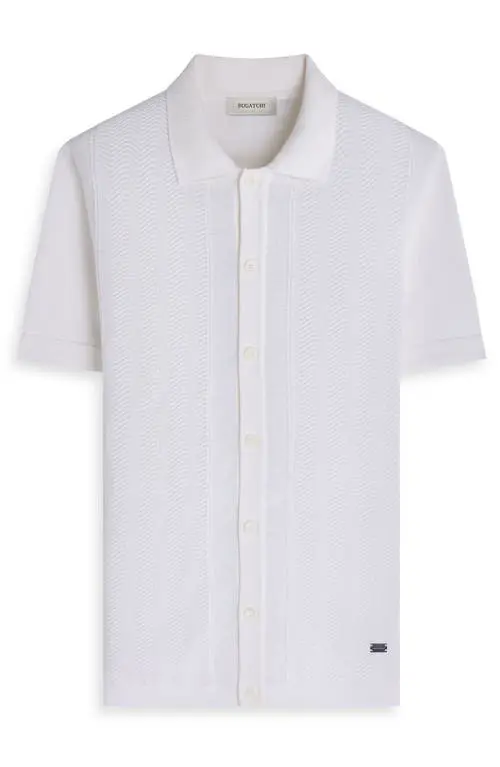 Bugatchi Short Sleeve Cotton Cardigan - Chalk
