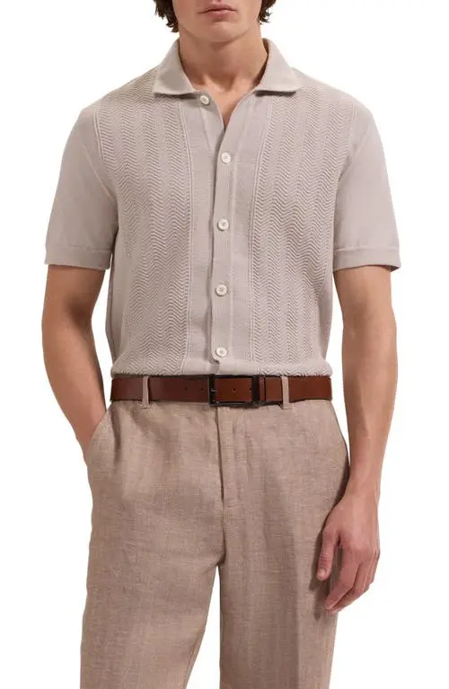 Bugatchi Short Sleeve Cotton Cardigan - Limestone