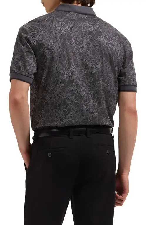 Bugatchi Three Button Floral Print Button-up Shirt - Black