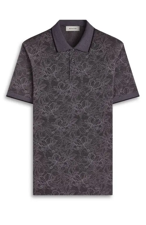Bugatchi Three Button Floral Print Button-up Shirt - Black