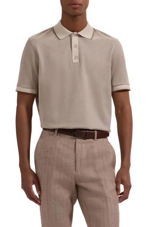 Bugatchi Three Button Cotton Polo - Almond