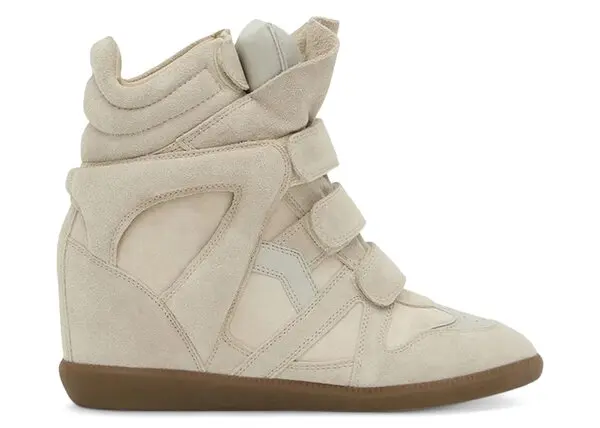 Isabel Marant Bekett Leather Wedge Sneakers - Ecru