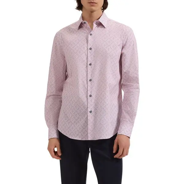 Bugatchi Julian Shaped Fit Floral Cotton Button-up Shirt - Primerose
