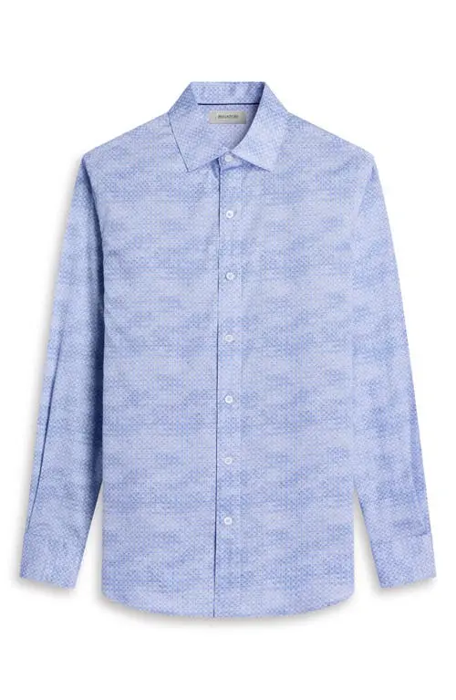 Bugatchi Axel Shaped Fit Mini Check Stretch Cotton Button-up Shirt - Air Blue