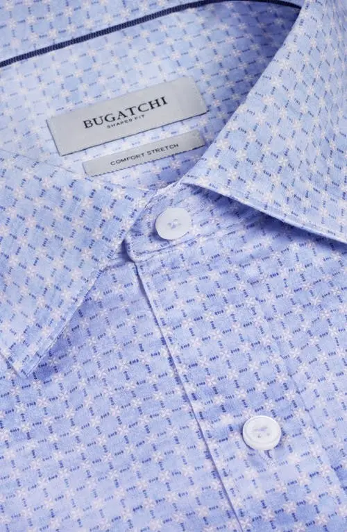 Bugatchi Axel Shaped Fit Mini Check Stretch Cotton Button-up Shirt - Air Blue