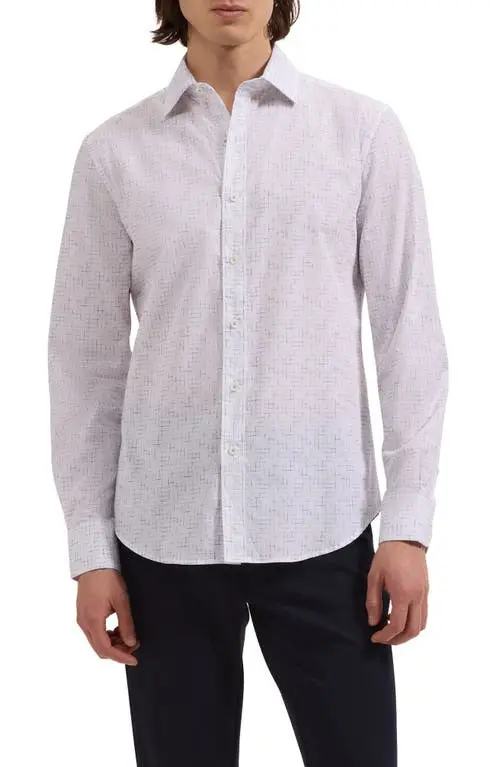 Bugatchi Axel Shaped Fit Crosshatch Print Cotton Button-up Shirt - Orchid
