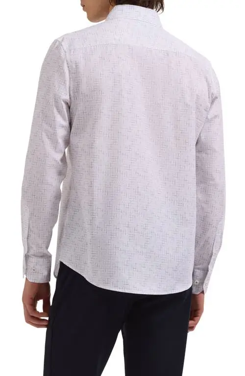 Bugatchi Axel Shaped Fit Crosshatch Print Cotton Button-up Shirt - Orchid