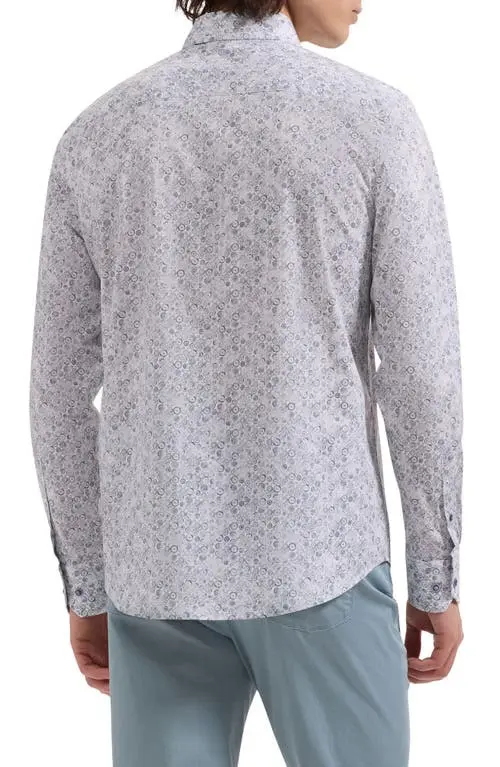 Bugatchi Julian Shaped Fit Medallion Print Stretch Cotton Button-up Shirt - Shark