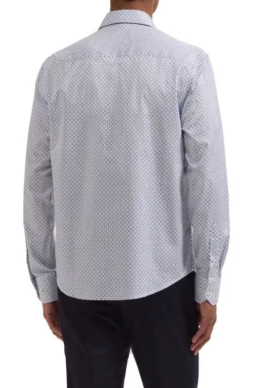 Bugatchi Axel Shaped Fit Geo Floral Cotton Button-up Shirt - Navy