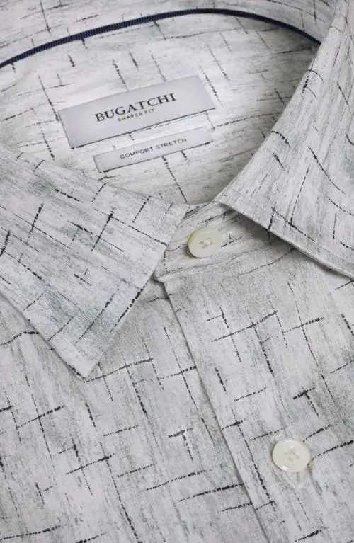 Bugatchi Julian Shaped Fit Abstract Geo Print Stretch Cotton Button-up Shirt - Shark
