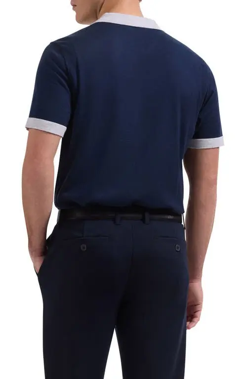 Bugatchi Short Sleeve Cotton & Modal Polo Sweater