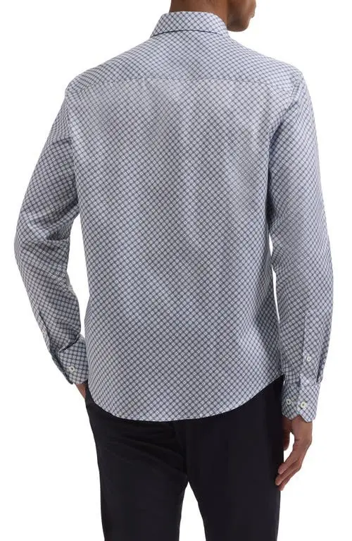 Bugatchi Axel Shaped Fit Geo Print Cotton Button-up Shirt - Navy