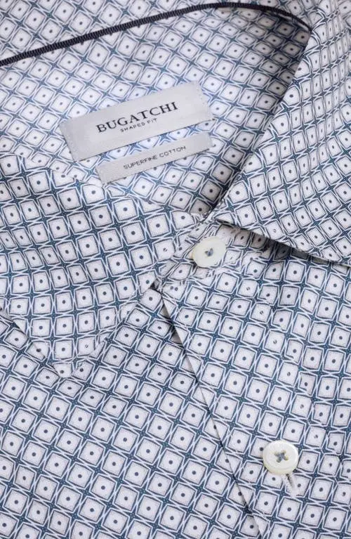 Bugatchi Axel Shaped Fit Geo Print Cotton Button-up Shirt - Navy