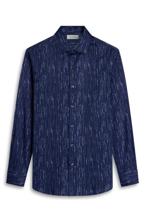 Bugatchi Axel Shaped Fit Chalk Stripe Stretch Cotton Button-up Shirt