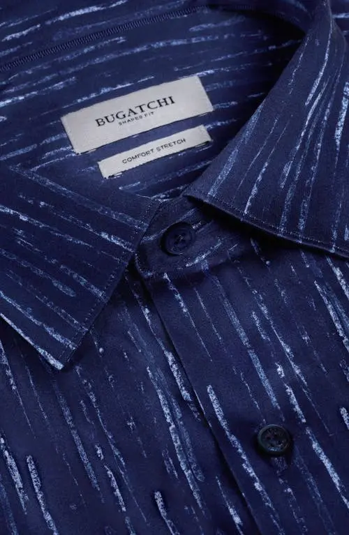 Bugatchi Axel Shaped Fit Chalk Stripe Stretch Cotton Button-up Shirt