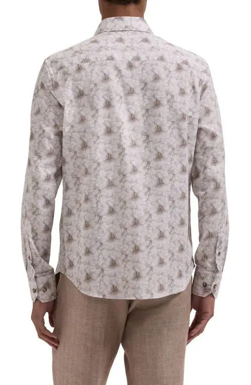 Bugatchi Julian Shaped Fit Floral Cotton Button-up Shirt - Limestone