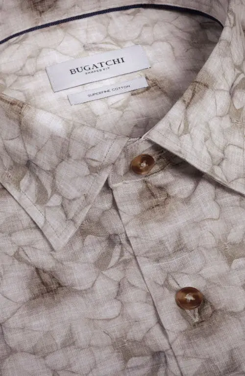 Bugatchi Julian Shaped Fit Floral Cotton Button-up Shirt - Limestone