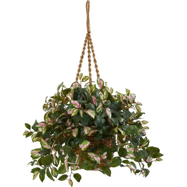NEARLY NATURAL Hoya Artificial Plant Hanging Basket - Green