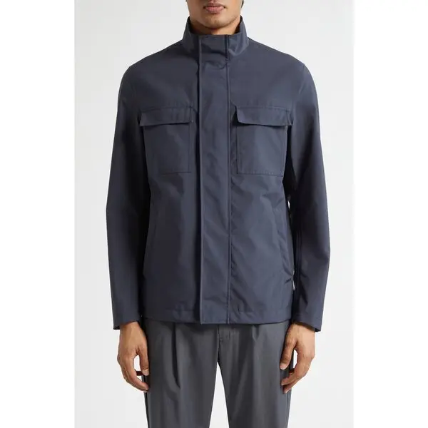 Herno Relaxed-fit Utility Jacket - Navy/camel