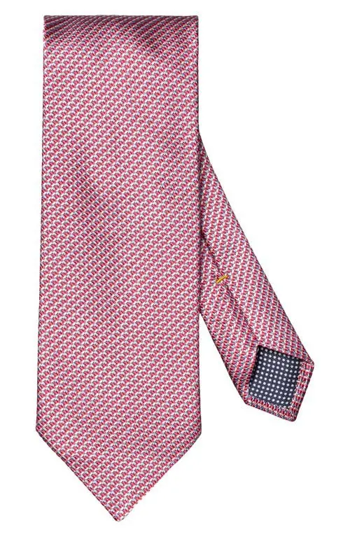 Eton Pink Micro Geometric Silk & Cotton Mogador Tie - Medium Pink