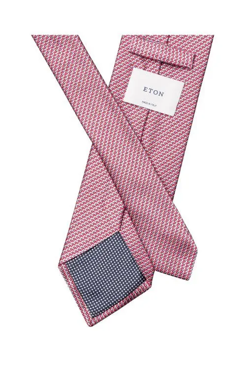 Eton Micro Geometric Silk & Cotton Mogador Tie - Medium Pink