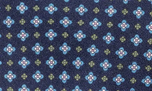 Eton Floral Print Silk Twill Neck Tie - Navy