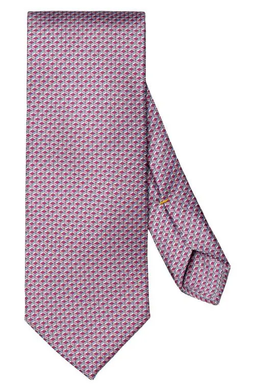 Eton Pink Geometric Print Silk Twill Tie - Medium Pink