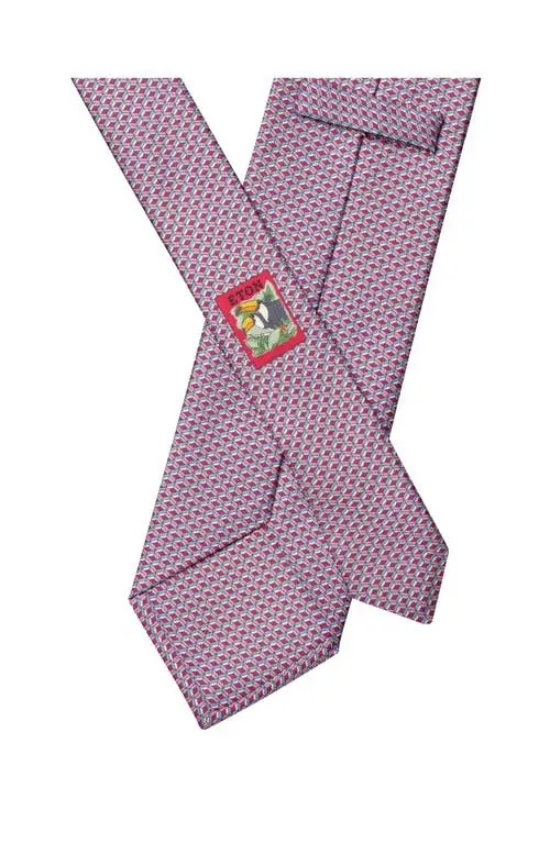 Eton Geometric Print Silk Twill Neck Tie - Medium Pink