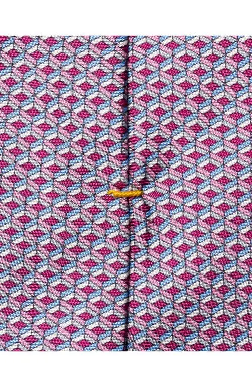 Eton Geometric Print Silk Twill Neck Tie - Medium Pink