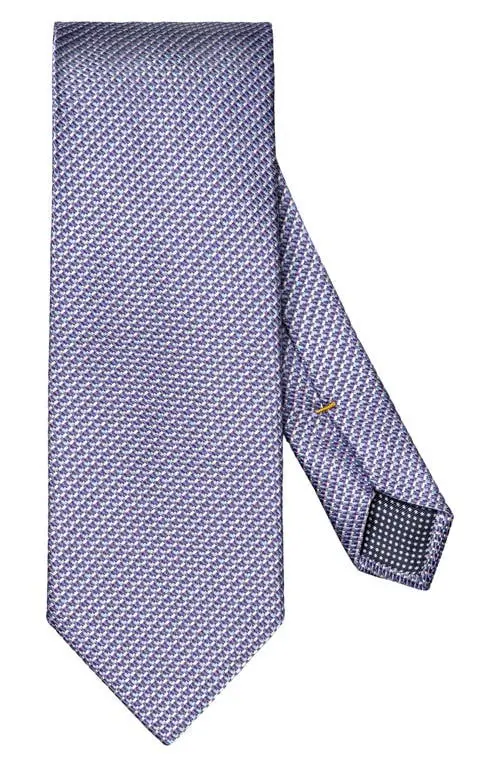 Eton Micro Geometric Silk & Cotton Mogador Tie - Medium Purple