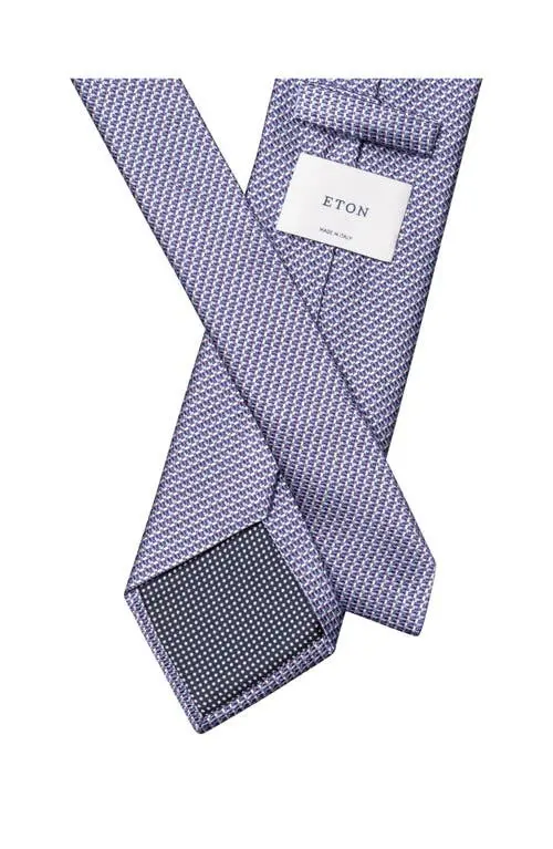 Eton Micro Geometric Silk & Cotton Mogador Tie - Medium Purple