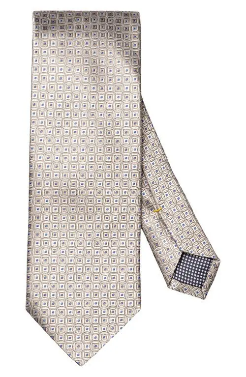 Eton Geometric Silk Jacquard Neck Tie - Light Grey