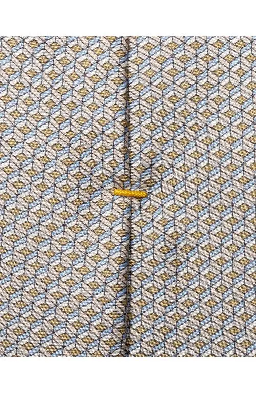 Eton Geometric Print Silk Twill Tie - Light Beige