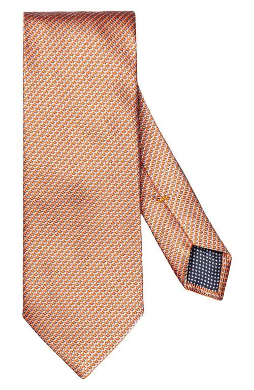 Eton Microdot Silk & Cotton Tie - Medium Orange