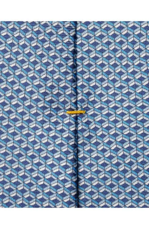 Eton Geometric Print Silk Twill Standard Neck Tie - Blue